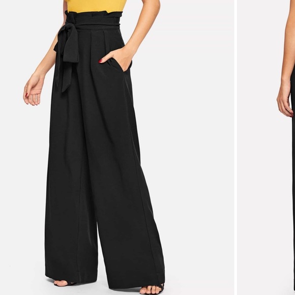 SHEIN | Pants & Jumpsuits | Shein Paper Bag Wide Leg Pants | Poshmark